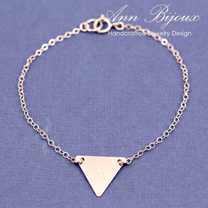 Personalized Triangle 14K Gold Filled Bracelet Modern - Etsy