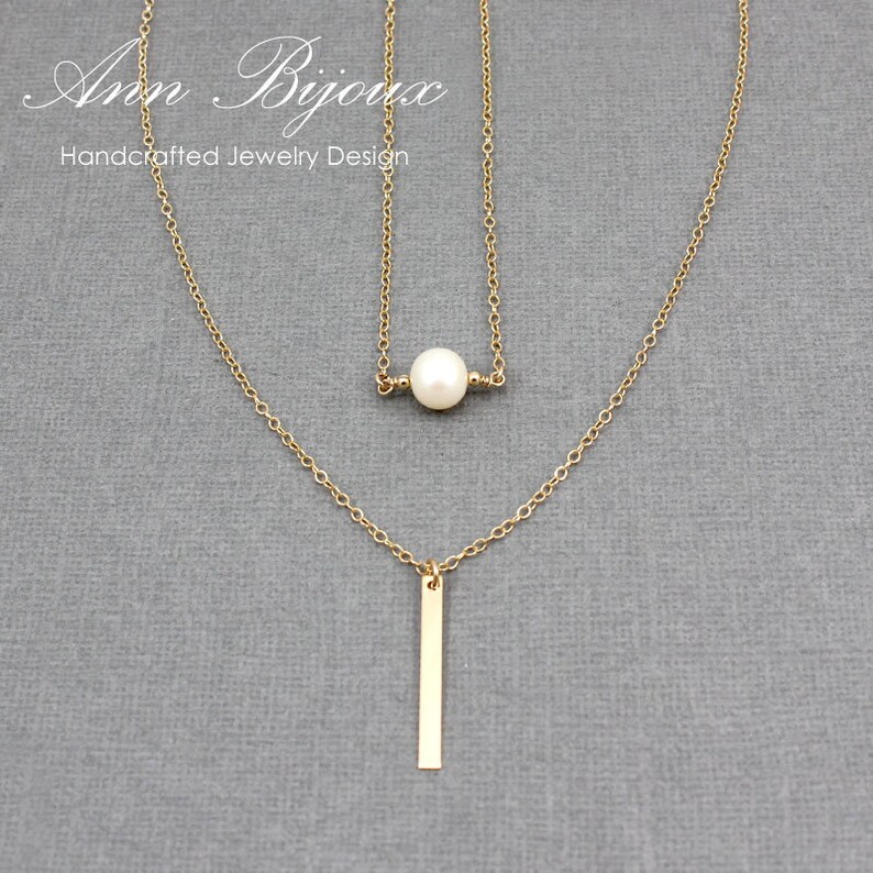 Gold Filled Vertical Bar Minimalist Necklace Dainty Gold - Etsy