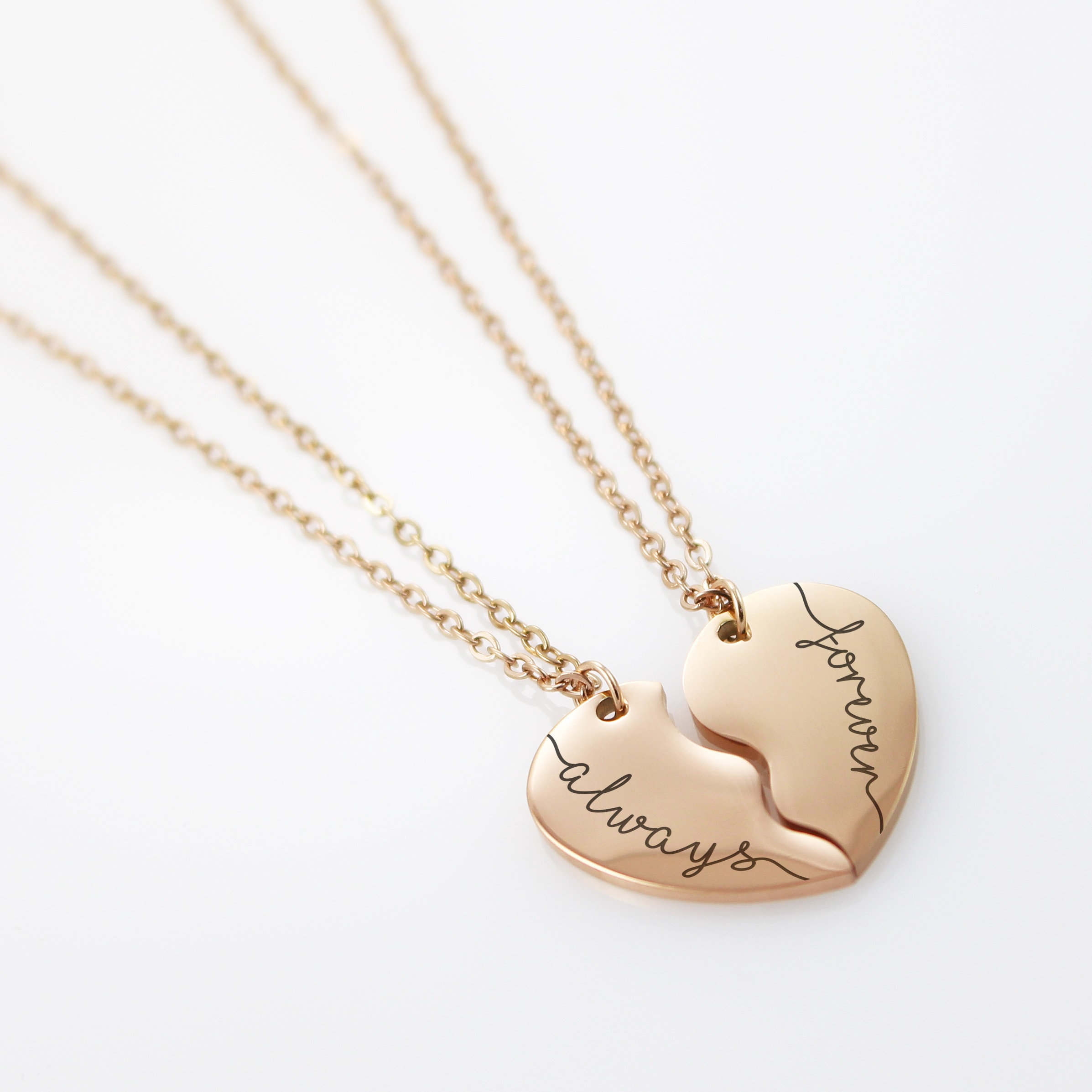 Couple Heart Necklace in Stainless Steel Laser Engraved Name - Etsy