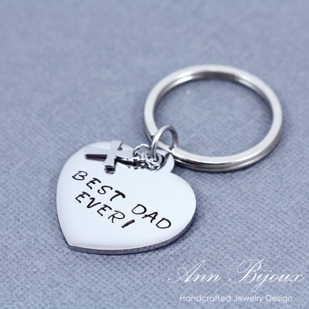 Laser Engraved "best Dad Ever" Keychain, Personalized Engraved Keychain ...
