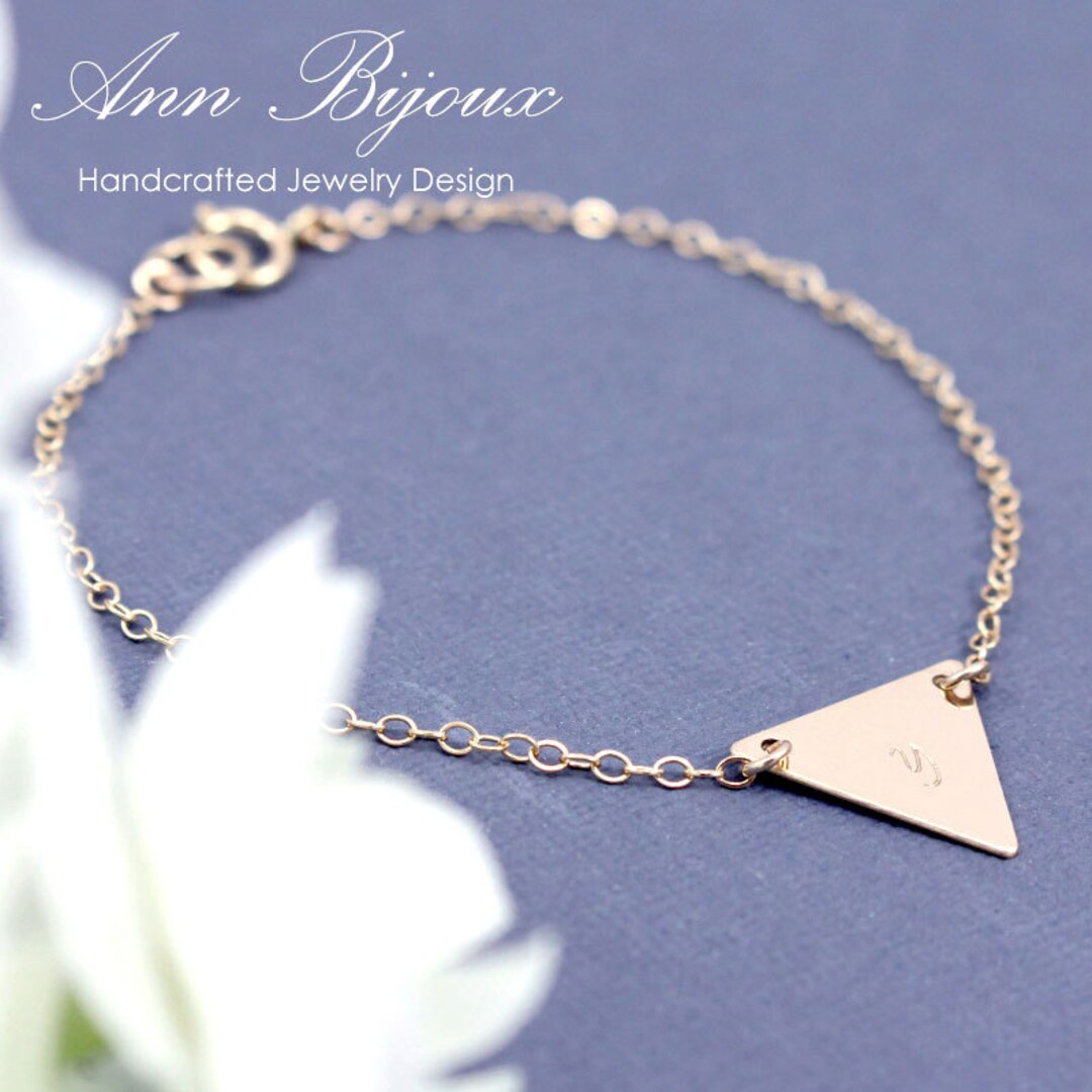 Personalized Triangle 14K Gold Filled Bracelet, Modern Minimalist ...