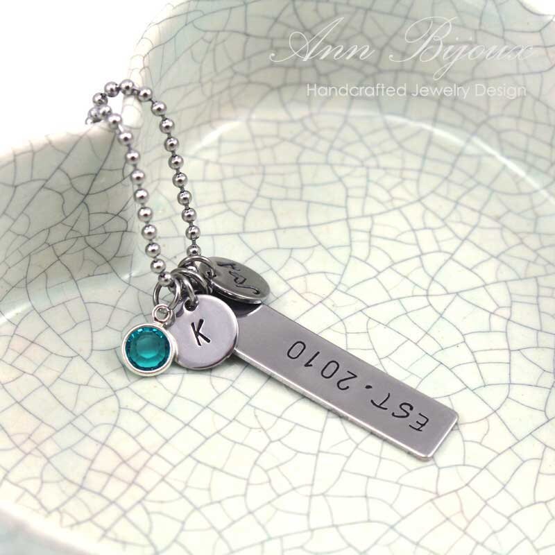 Family Initial Necklace Personalized Hand Stamped Jewelry - Etsy