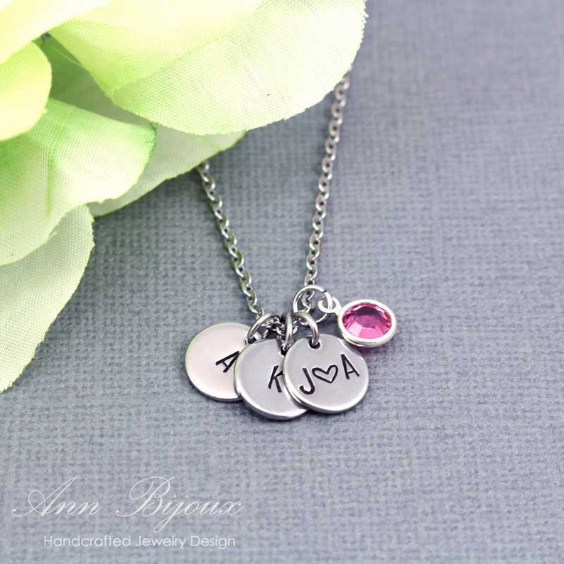 Hand Stamped Family Initial Necklace Personalized Initial | Etsy