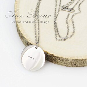 Personalized Name Necklace: Laser Engraved Stainless Steel Pendant - Etsy