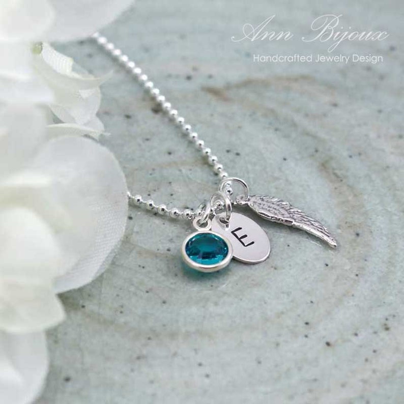 Personalized Angel Necklace Hand Stamped Initial Necklace - Etsy