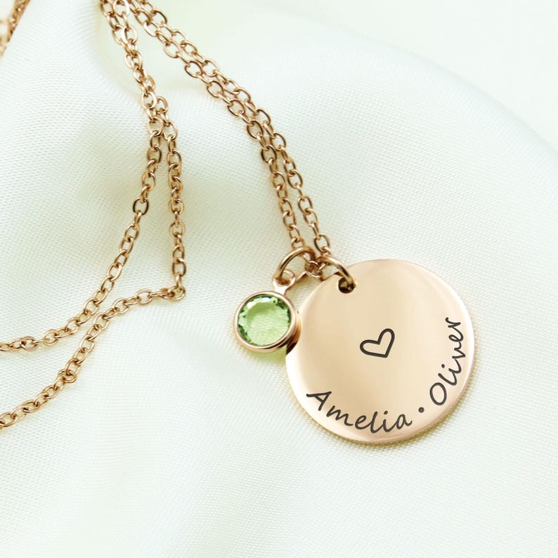 Personalized Engraved Name Necklace: Stainless Steel Birthstone Jewelry ...