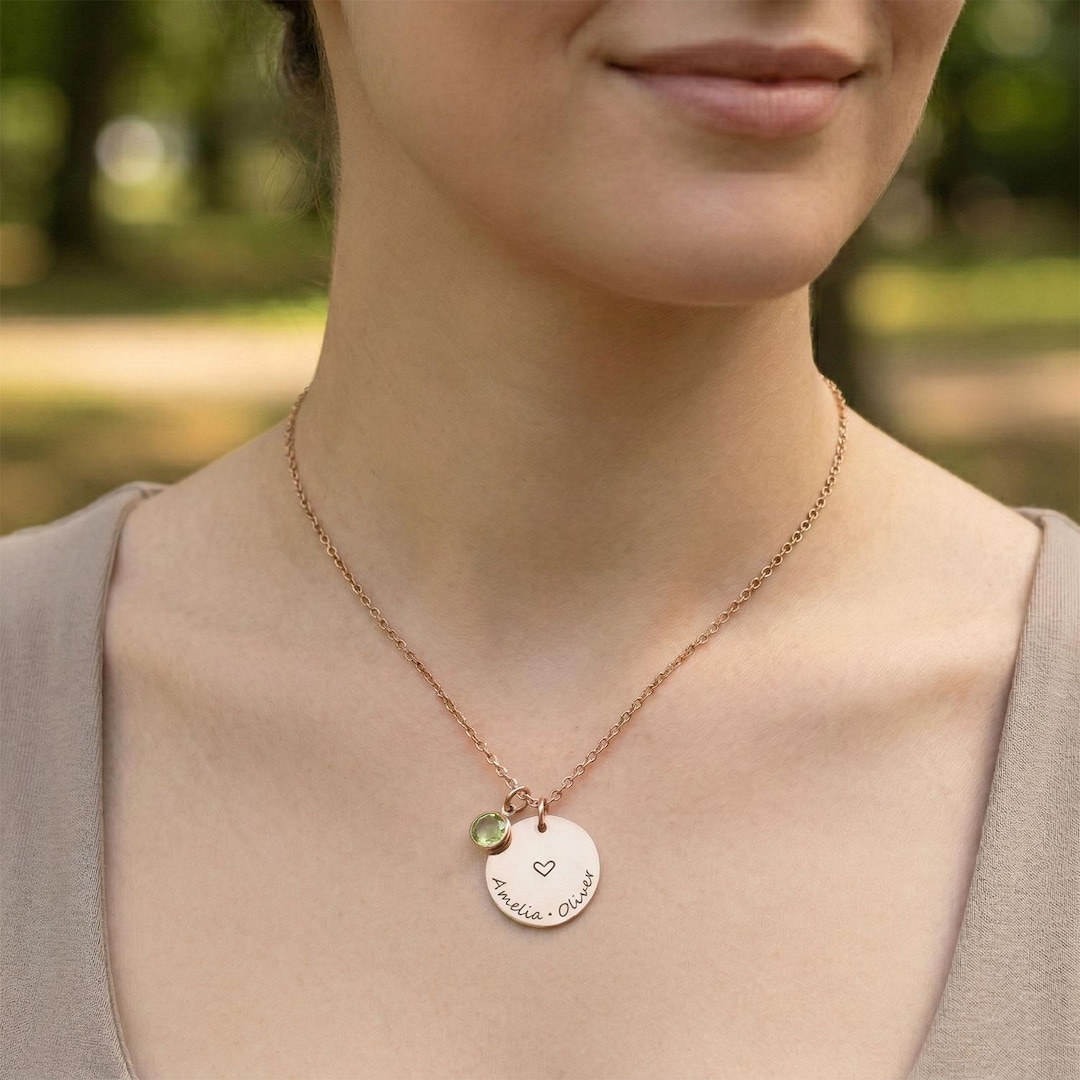 Personalized Engraved Name Necklace: Stainless Steel Birthstone Jewelry ...
