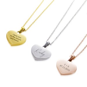 Custom Engraved Heart Necklace: Dainty Stainless Steel Jewelry Gift - Etsy