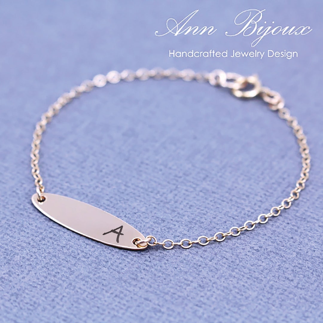 Personalized Initial Gold Filled Bracelet, Modern Minimalist Initial ...