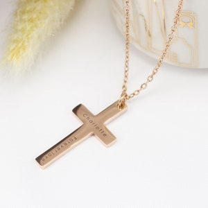 Stainless Steel Personalized Engraved Cross Necklace, Engraved Name ...