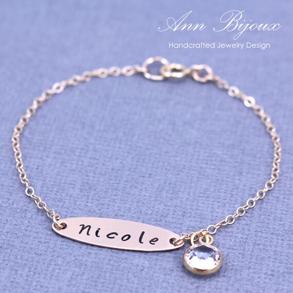 Personalized Gold Filled Name Bracelet Hand Stamped Initial Etsy
