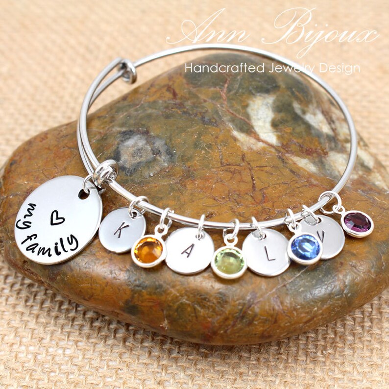 Hand Stamped Love My Family Bracelet Personalized Initial - Etsy