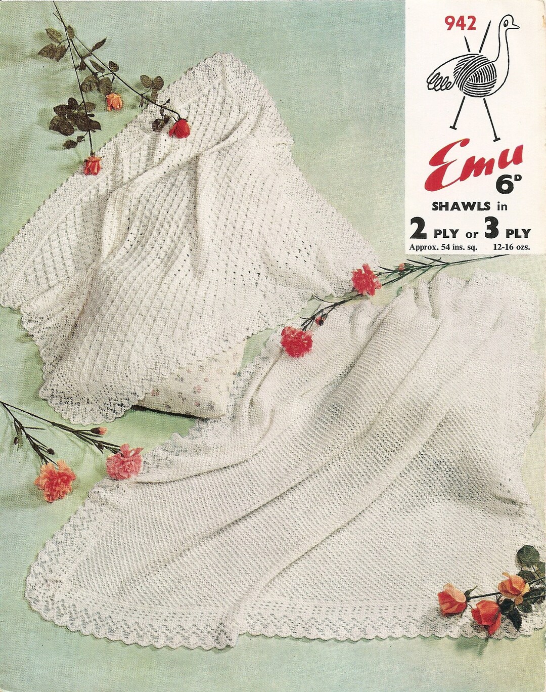 PDF Knitting Pattern, Baby Shawls, Lace Knit, Traditional, 2 Ply or 3 ...