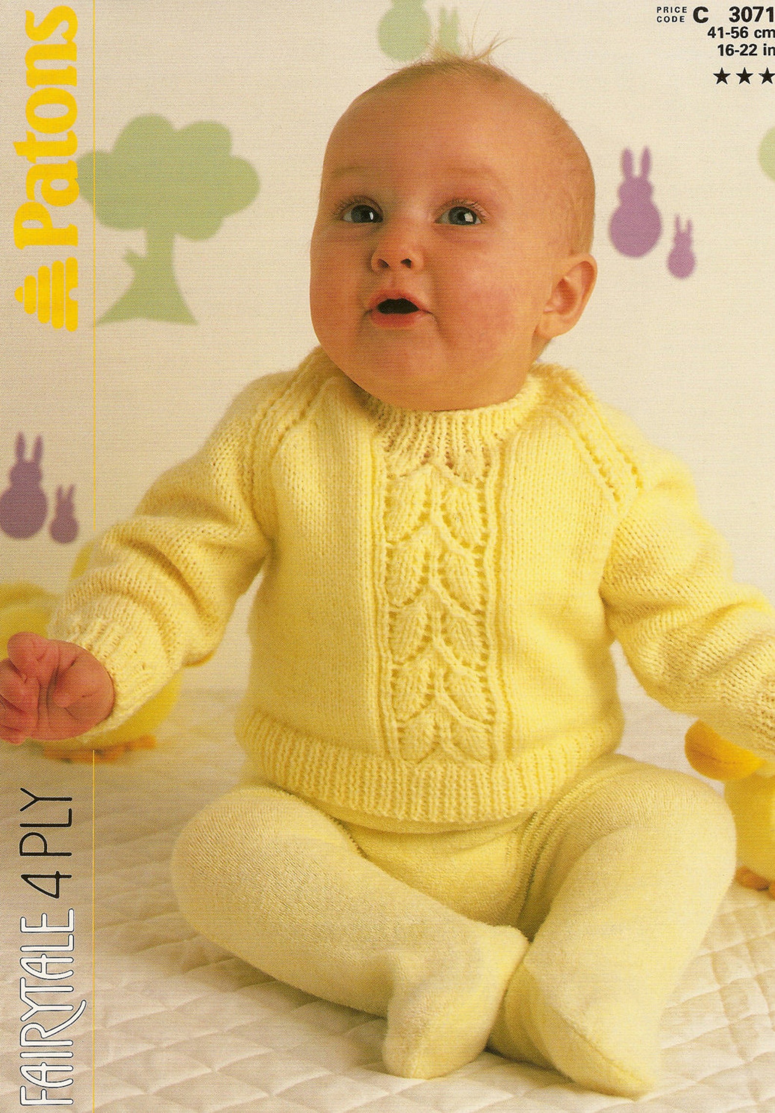 Knitting Pattern Baby Sweater Leaf Pattern 4 Ply 41-56 Cm PDF Instant ...