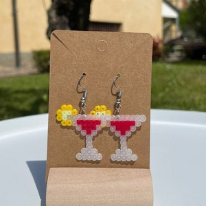 Cocktail Perler Bead Earrings: Fun Handmade Dangle Jewelry - Etsy