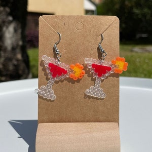 Cocktail Perler Bead Earrings: Fun Handmade Dangle Jewelry - Etsy