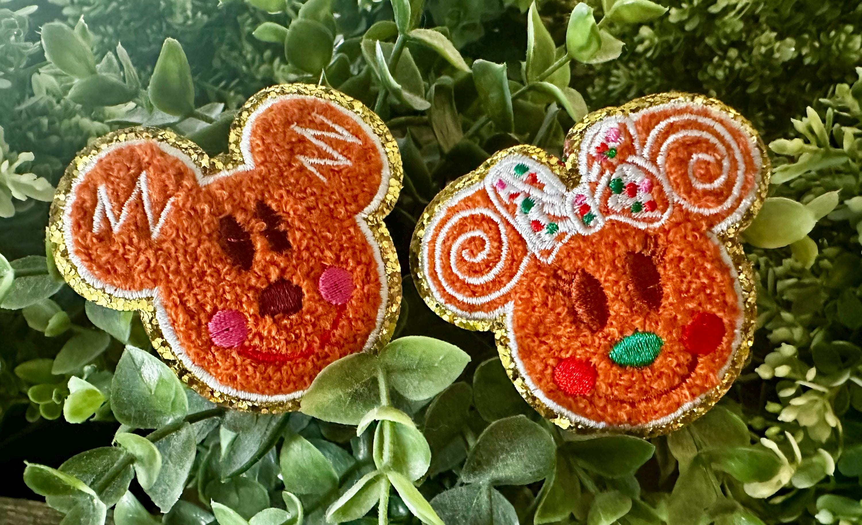 Set of 2 Mickey & Minnie Mouse Patch Gingerbread Disney Christmas Chenille Iron on Patches - Etsy