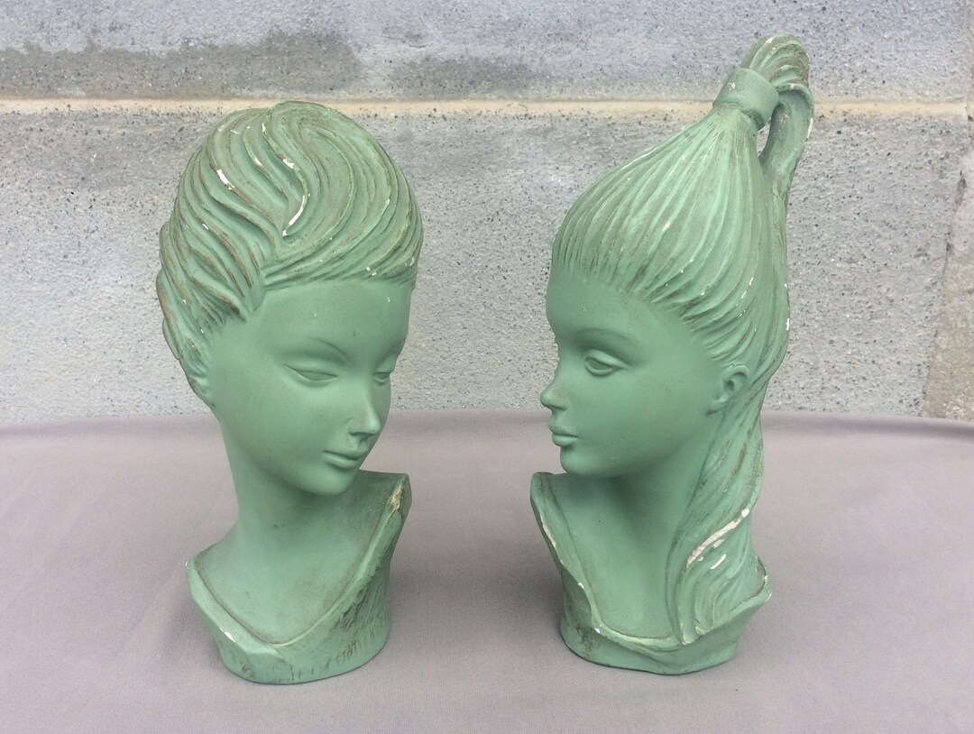 Female Plaster Busts, Pair of Vintage Original Sculptures - Etsy