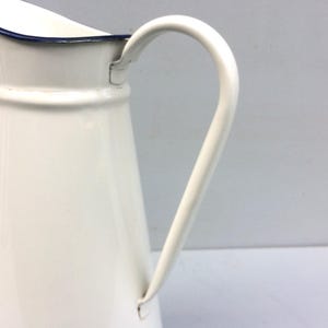 Large White Enamel Pitcher, Mid Century Enamelware - Etsy