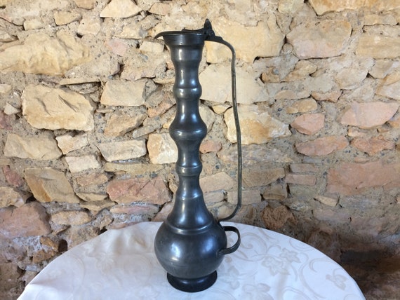 Very Large Antique Pewter Wine Pitcher or Water Jug Shabby - Etsy