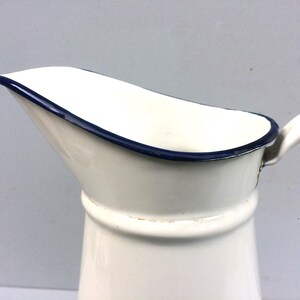 Large White Enamel Pitcher, Mid Century Enamelware - Etsy