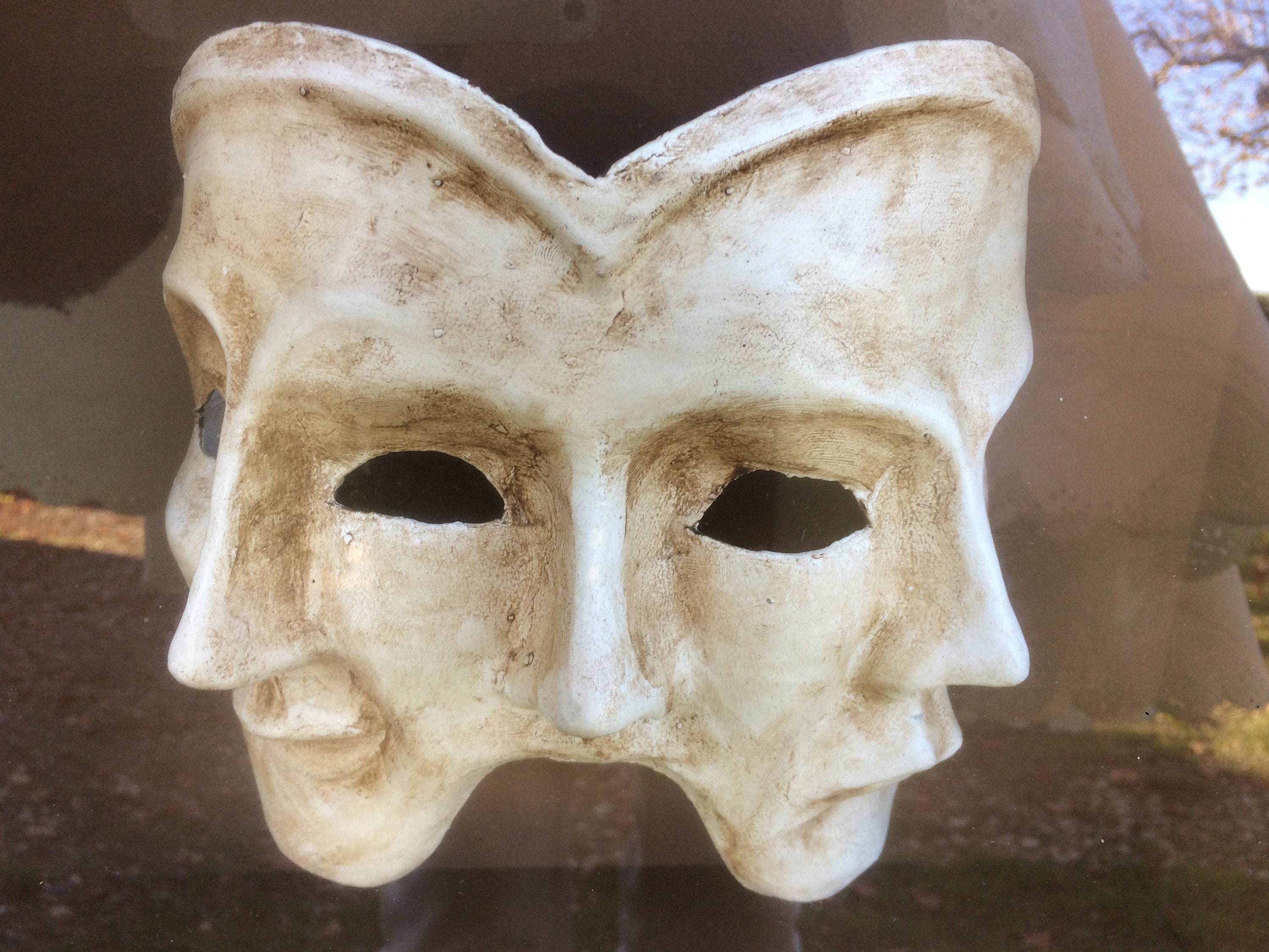 Large Shadow Box With Vintage Three Faces Venetian Mask, Ancient Greece ...