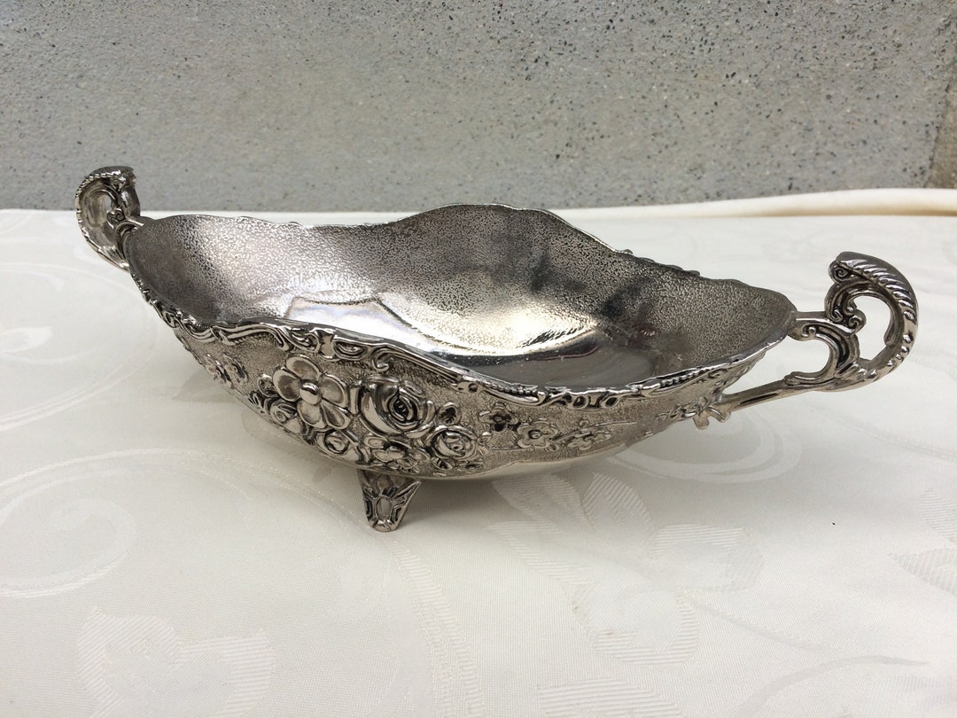 Vintage Silver Bowl, Trinket Bowl With Floral Decor - Etsy