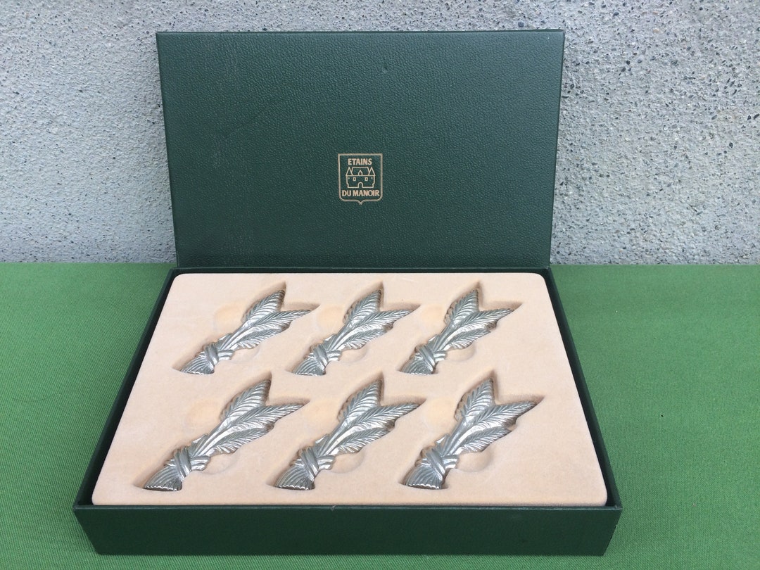 French Knife Rests, Boxed Set of 6 Pewter Cutlery or Chopstick Rests ...