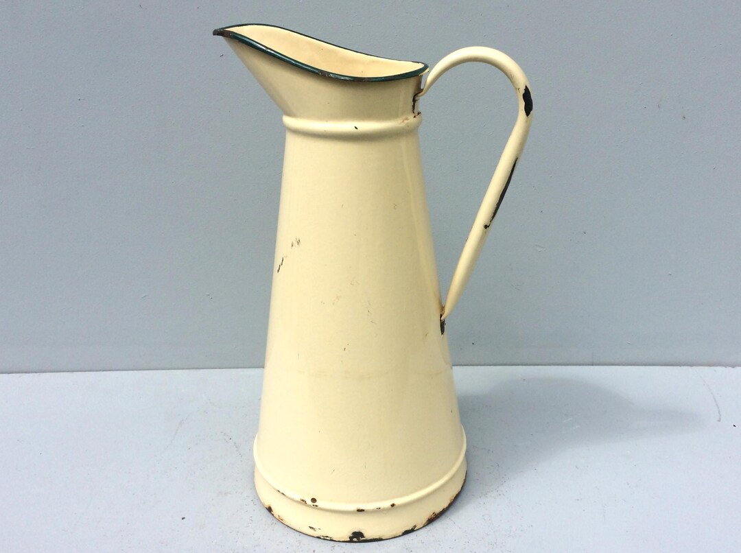 Large Enamel Pitcher, Mid Century Enamelware, Decorative Garden Gift - Etsy