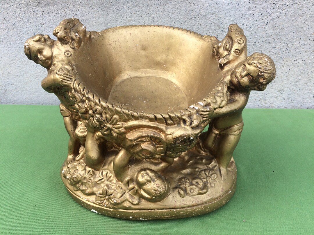 Large Antique Gold Font With Cherub Decor - Etsy