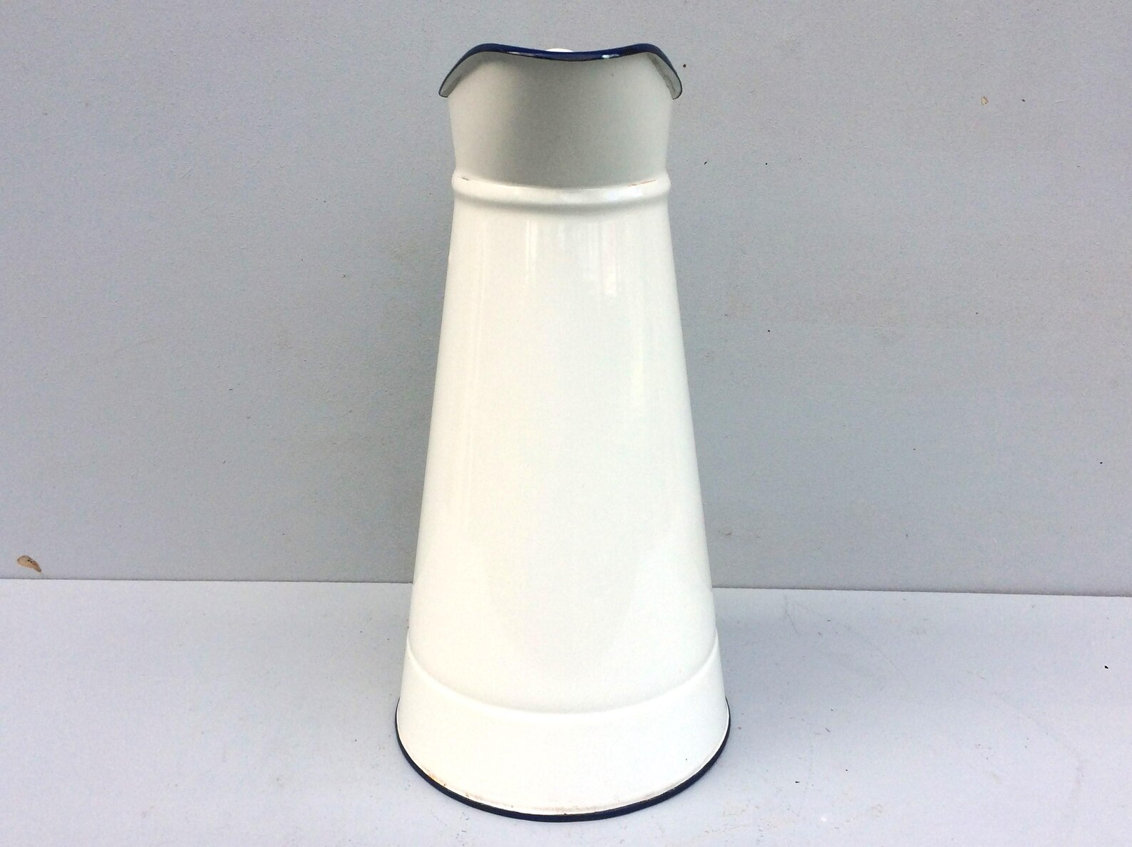 Large White Enamel Pitcher, Mid Century Enamelware - Etsy