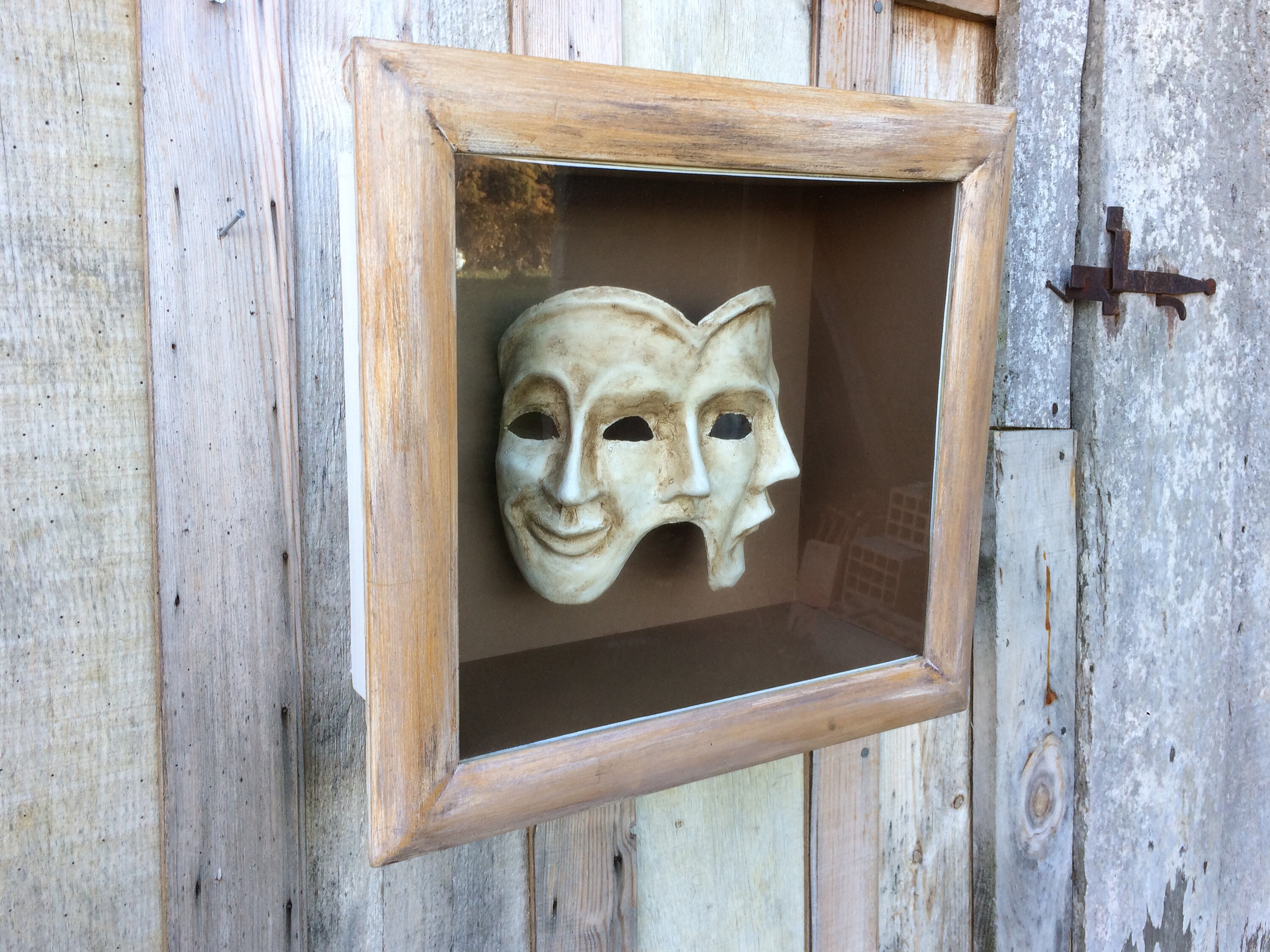 Large Shadow Box With Vintage Three Faces Venetian Mask, Ancient Greece ...