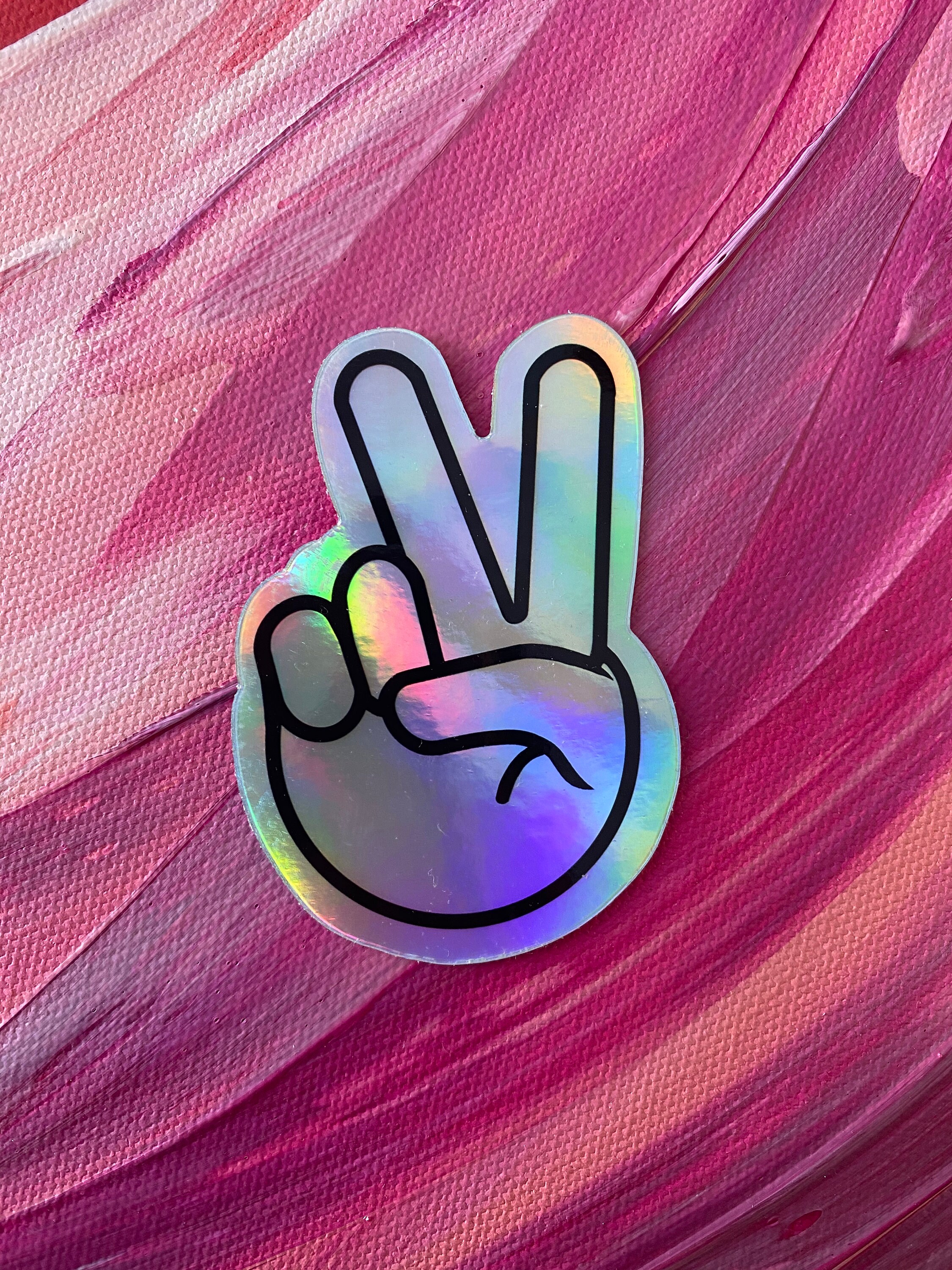 Holographic Peace Sign Emoji Sticker Holographic Sticker | Etsy