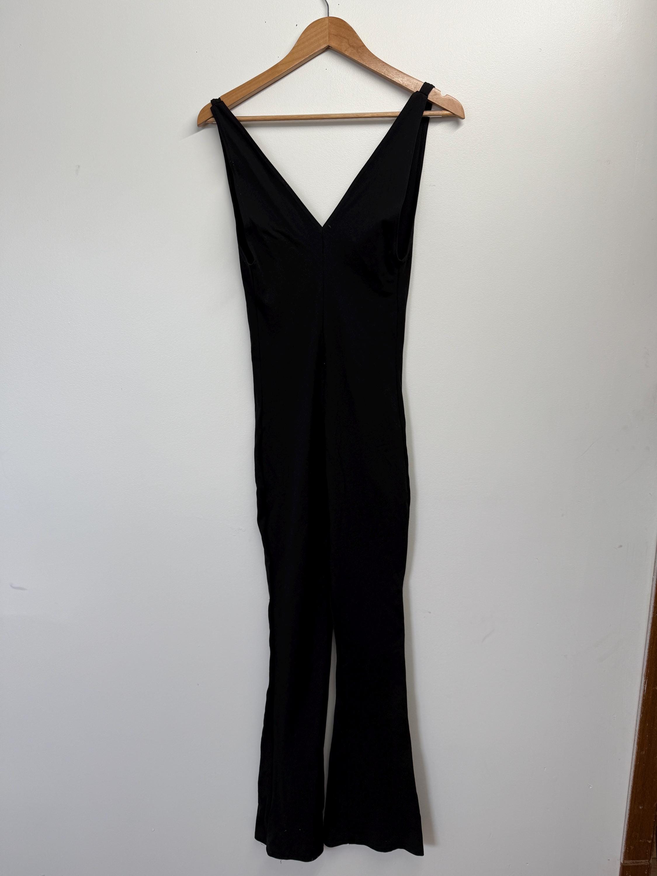Vintage 60s 70s Dance Wear Black Flared Unitard Leotard Ballet One ...