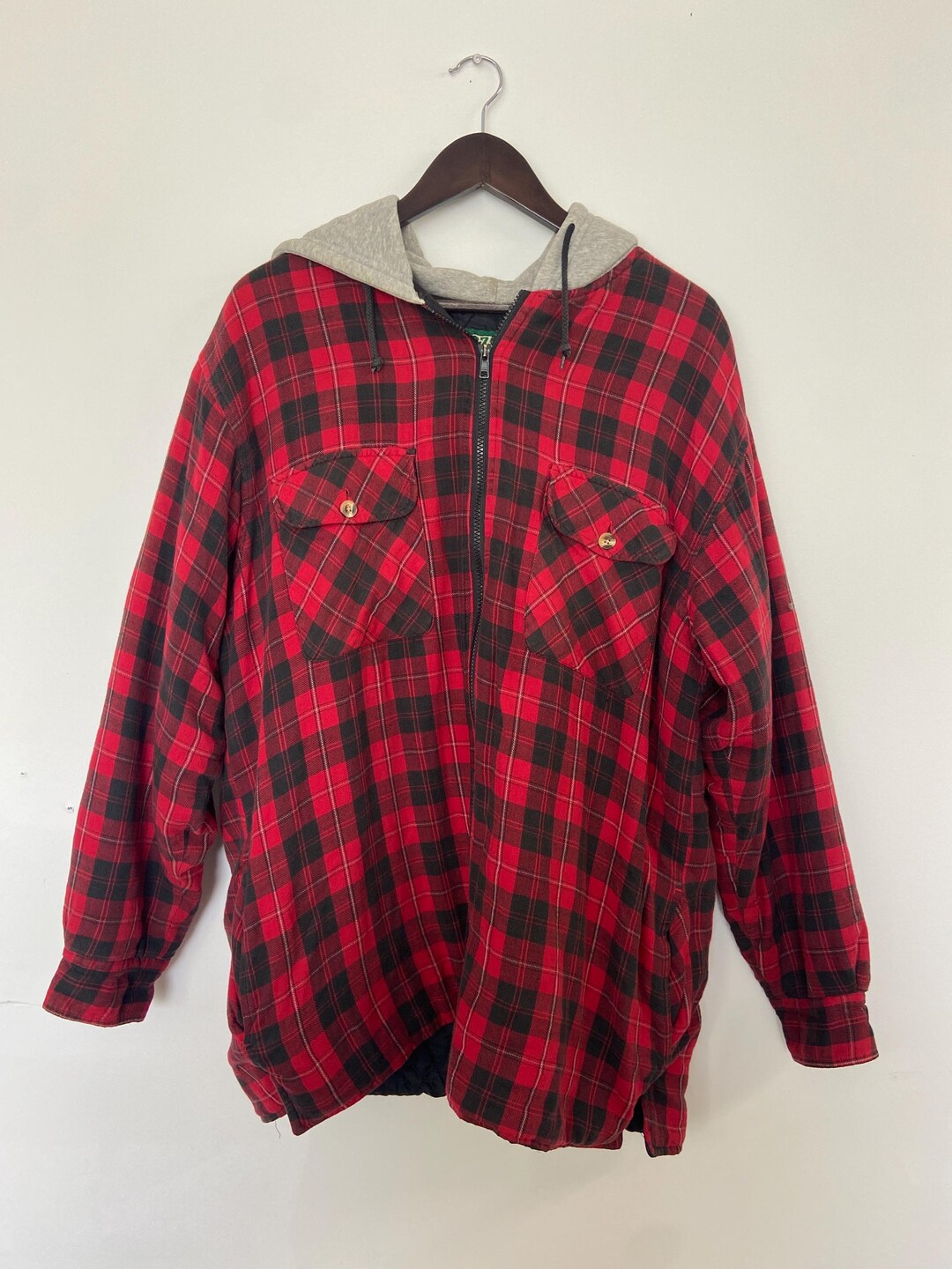 Retro 90s Ozark Trail Red and Black Flannel With Hood L - Etsy