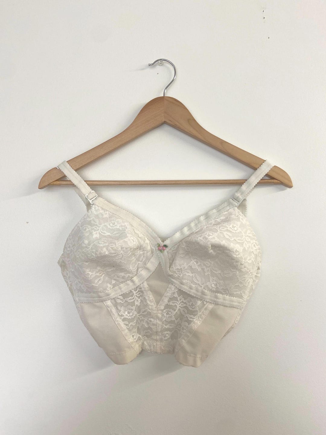 Vintage 60s 70s White Lace Bustier Bra Sexy Top Lace Lingerie Medium ...