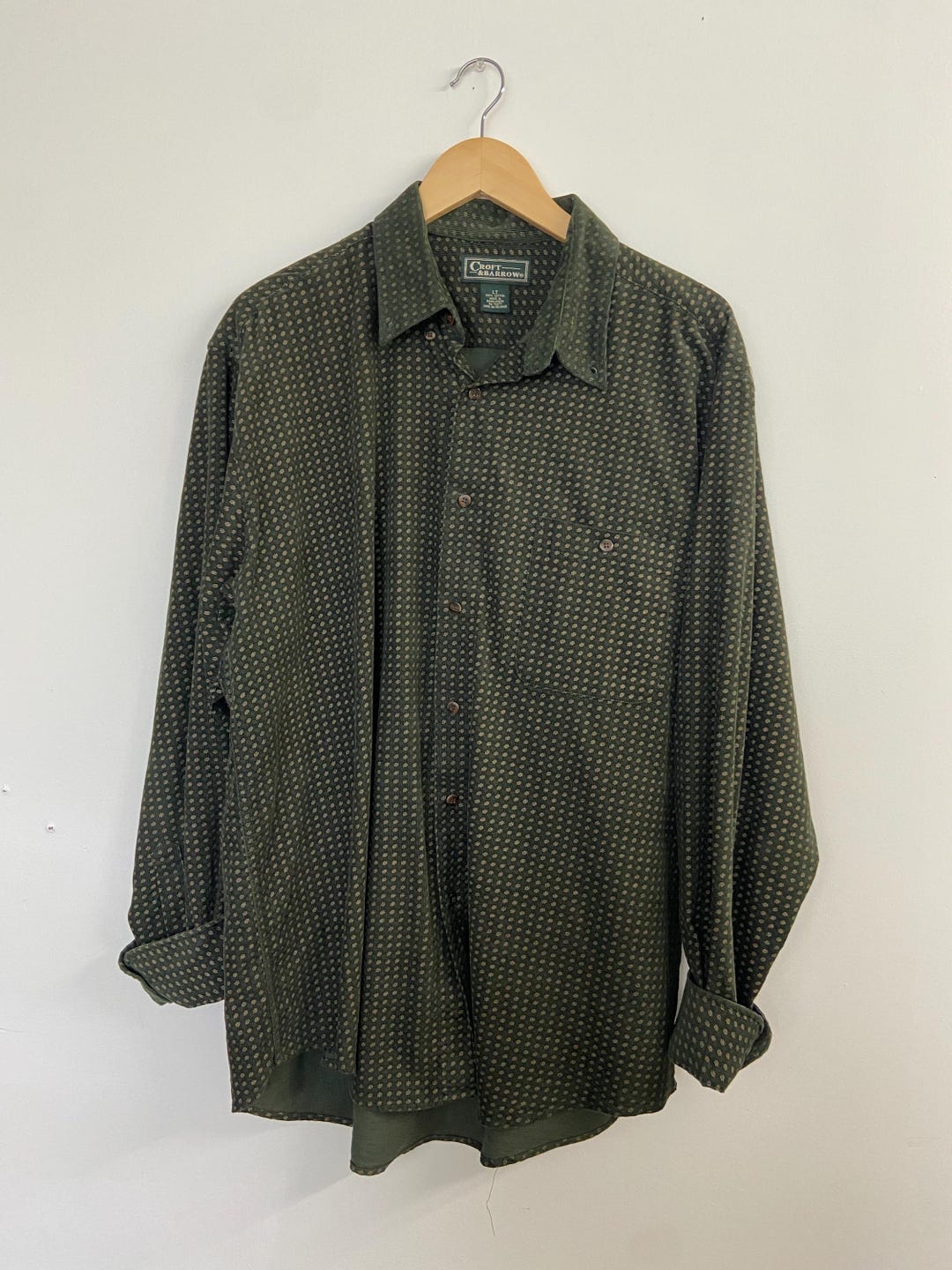 Retro 90s Croft and Barrow Olive Forest Green Button Down LT - Etsy