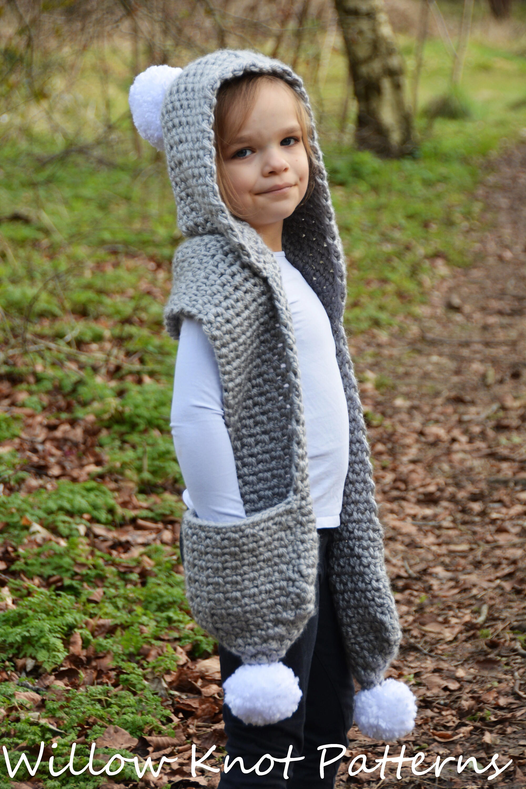 CROCHET PATTERN- the Snowdrift Hooded Scarf (toddler, Child, Teen ...