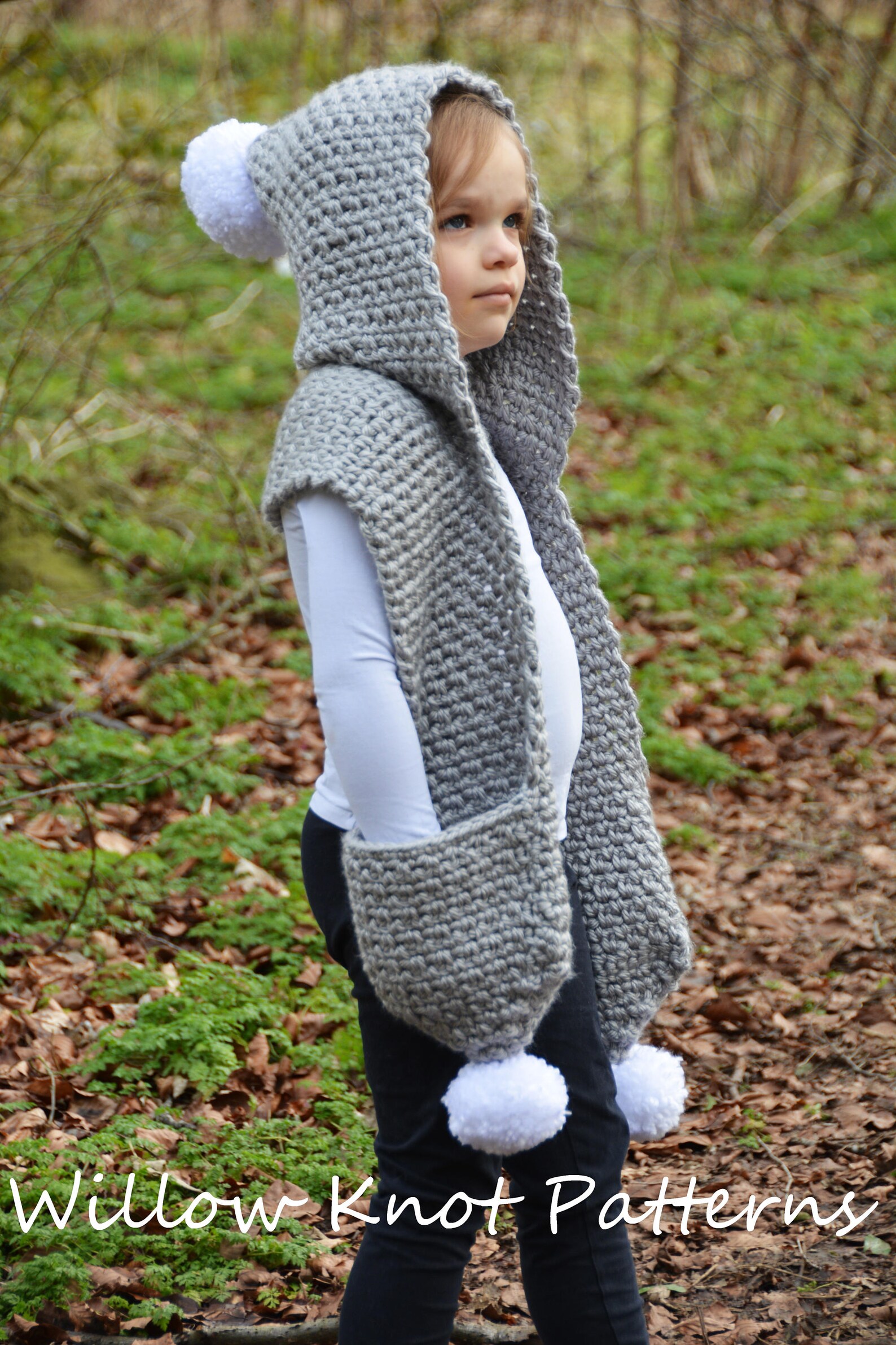CROCHET PATTERN- the Snowdrift Hooded Scarf (toddler, Child, Teen ...