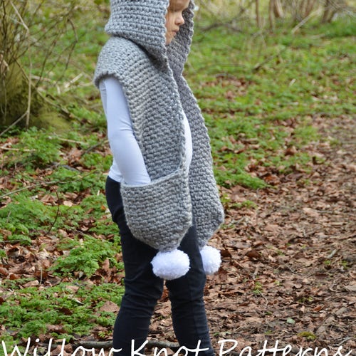 Crochet Pattern Adult and Child Scoodie Hooded Scarf Digital - Etsy