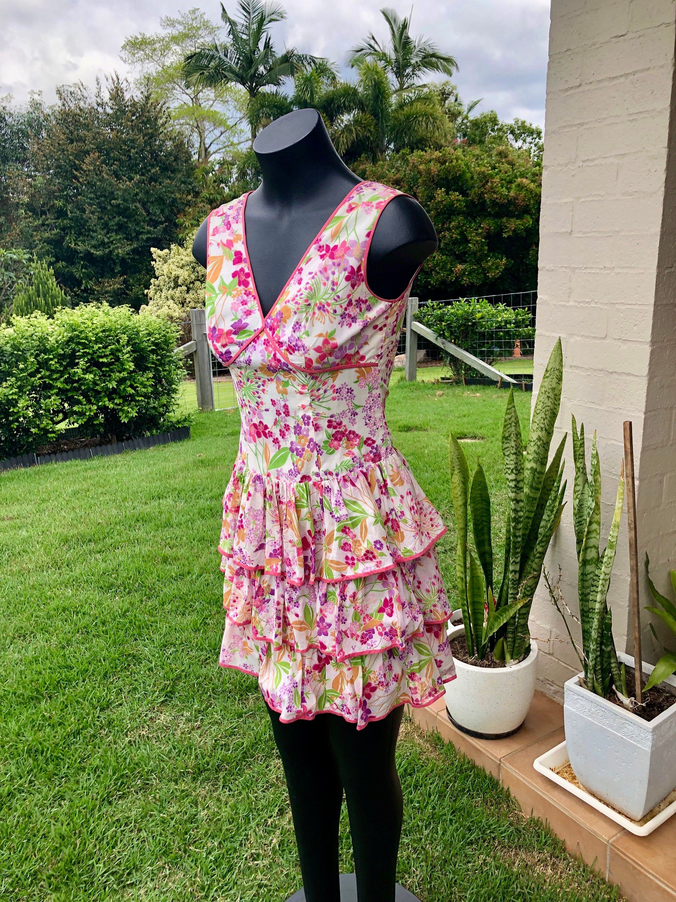 Vintage | Bespoke | Floral Mini Dress | Small | 1970 Fashion - Etsy