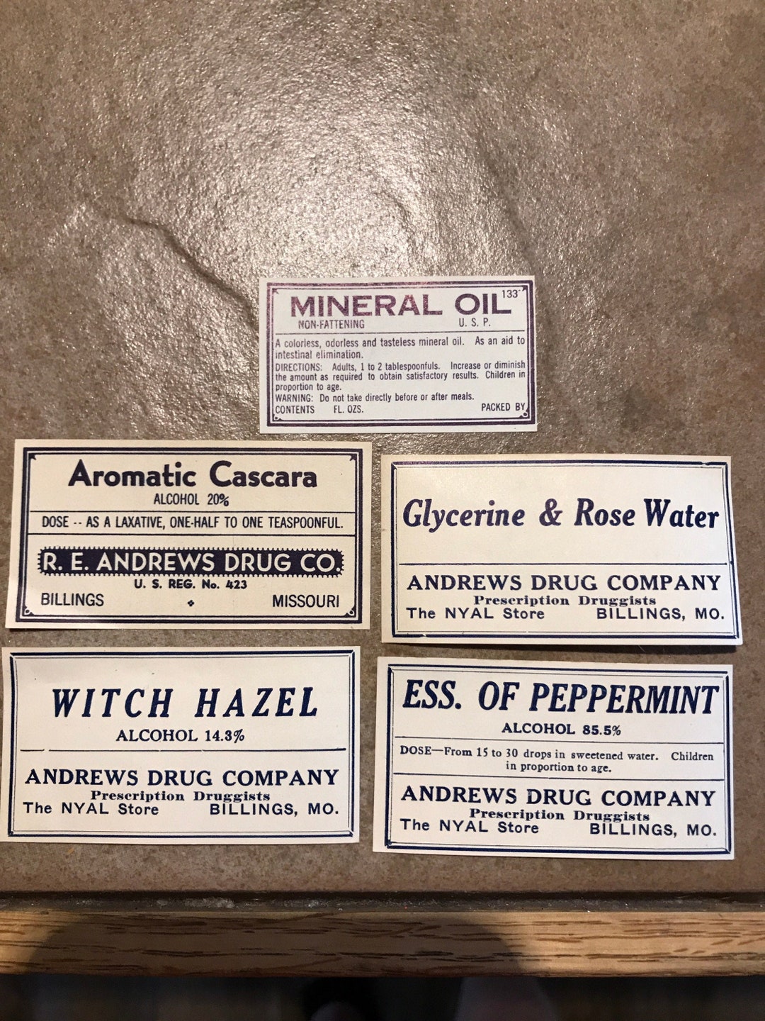 Authentic Vintage Rx Labels, With Adhesive Back: Peppermint, Glycerine ...