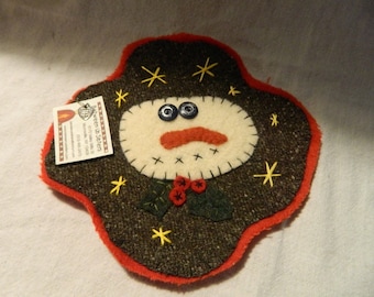 Wool Snowman Candle Mat - Etsy