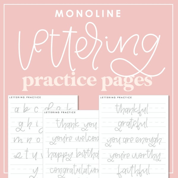 Monoline Practice Sheet - Etsy