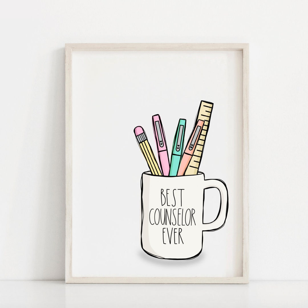 Hand-drawn Digital Teacher Print | Classroom Print | "best Counselor ...
