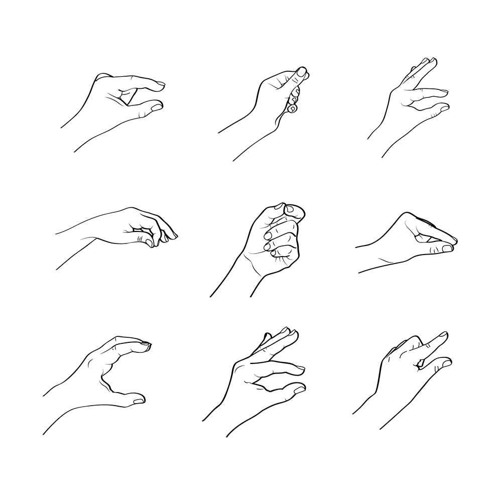 Manos de vectores editables en PNG en blanco y negro, EPS para uso ...