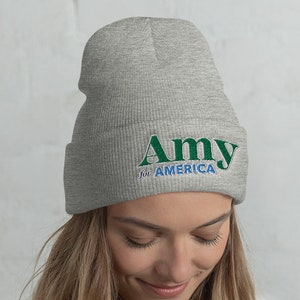Amy for America Embroidered Knit Hat Cuffed Beanie | Amy Klobuchar for ...