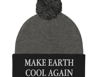 Make Earth Cool Again Pom Pom Knit Cap Climate Change Hat | Etsy