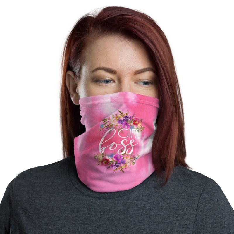 Girl Boss Washable Face Mask Neck Gaiter Pink Watercolor | Etsy