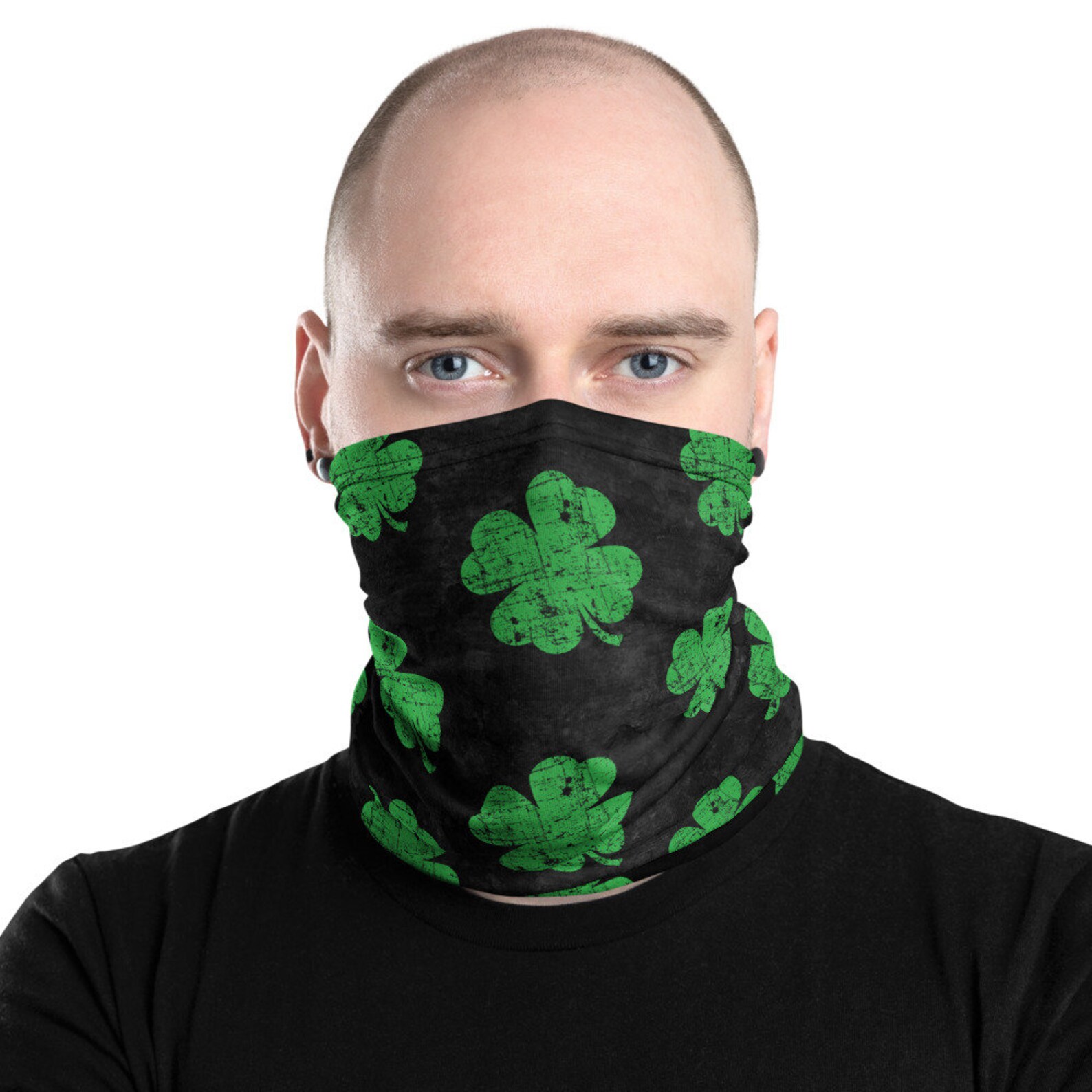 Distressed Shamrock Washable Face Mask Neck Gaiter | Irish St. Patrick ...